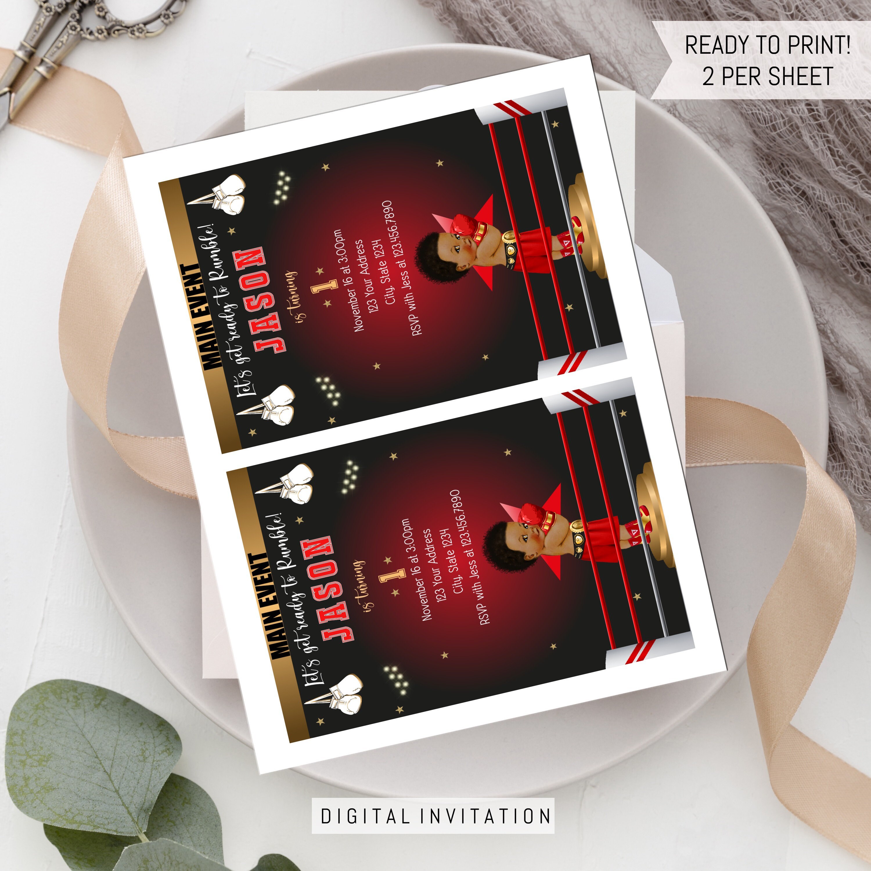BOXING Birthday Invitation, Boxing Invitation, Box Invitation, Boxing ...