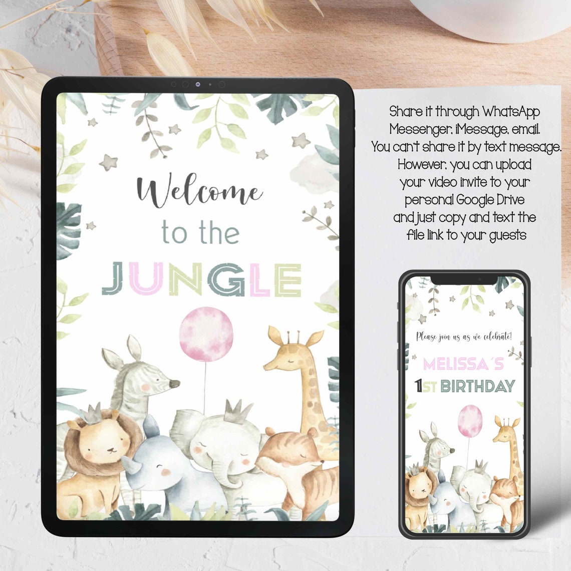 SAFARI Video Invitation, Safari Invitation, Jungle Invite, Safari Girl ...