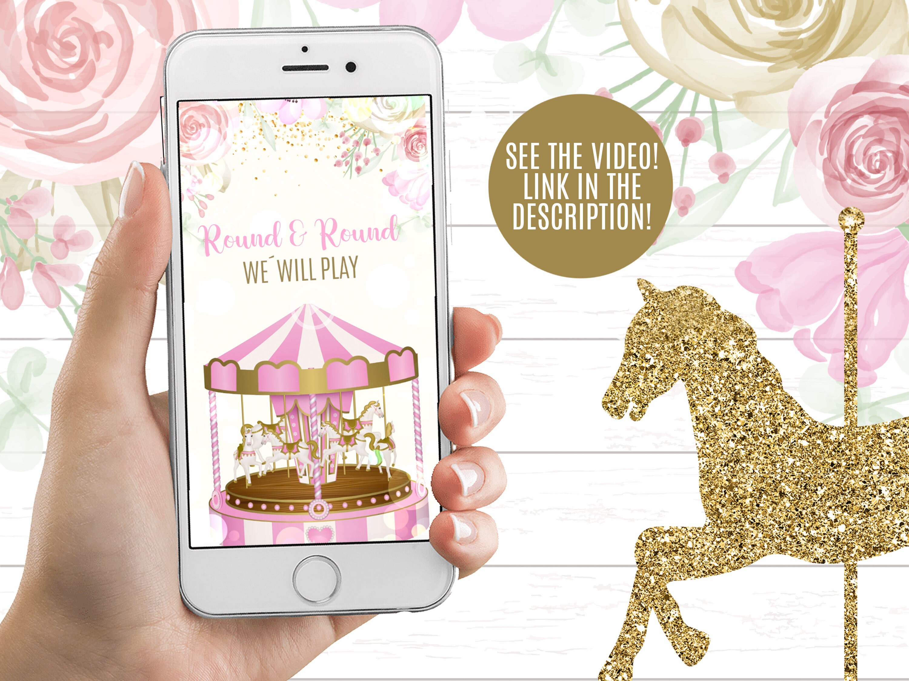 Carousel Video Invitation, Carousel Birthday Invitation, Carousel ...