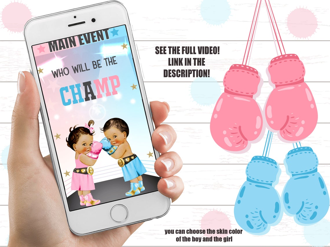 BOXING Gender Reveal Video Invitation Boxer Gender Reveal - Etsy