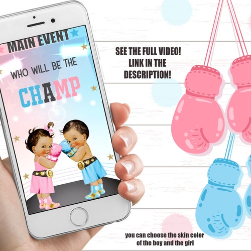 BOXING Gender Reveal Video Invitation Boxer Gender Reveal - Etsy