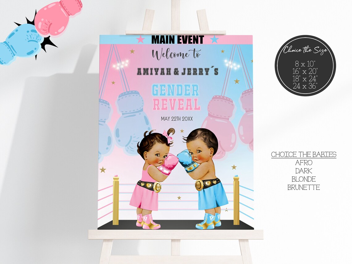 Boxing Gender Reveal, Boxing Welcome Sign, Gender Reveal Party, Gender ...