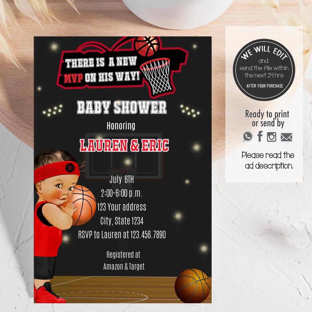 Basketball Invitation,a New MVP is on His Way, Basketball Baby Shower ...