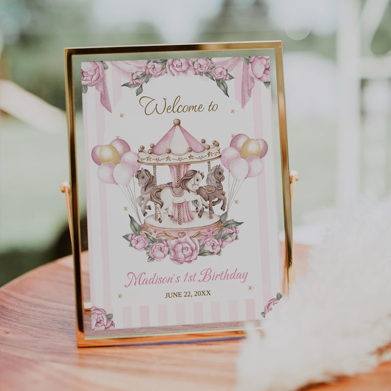 Carousel Welcome Sign, Carnival Welcome Sign, Carousel Birthday ...
