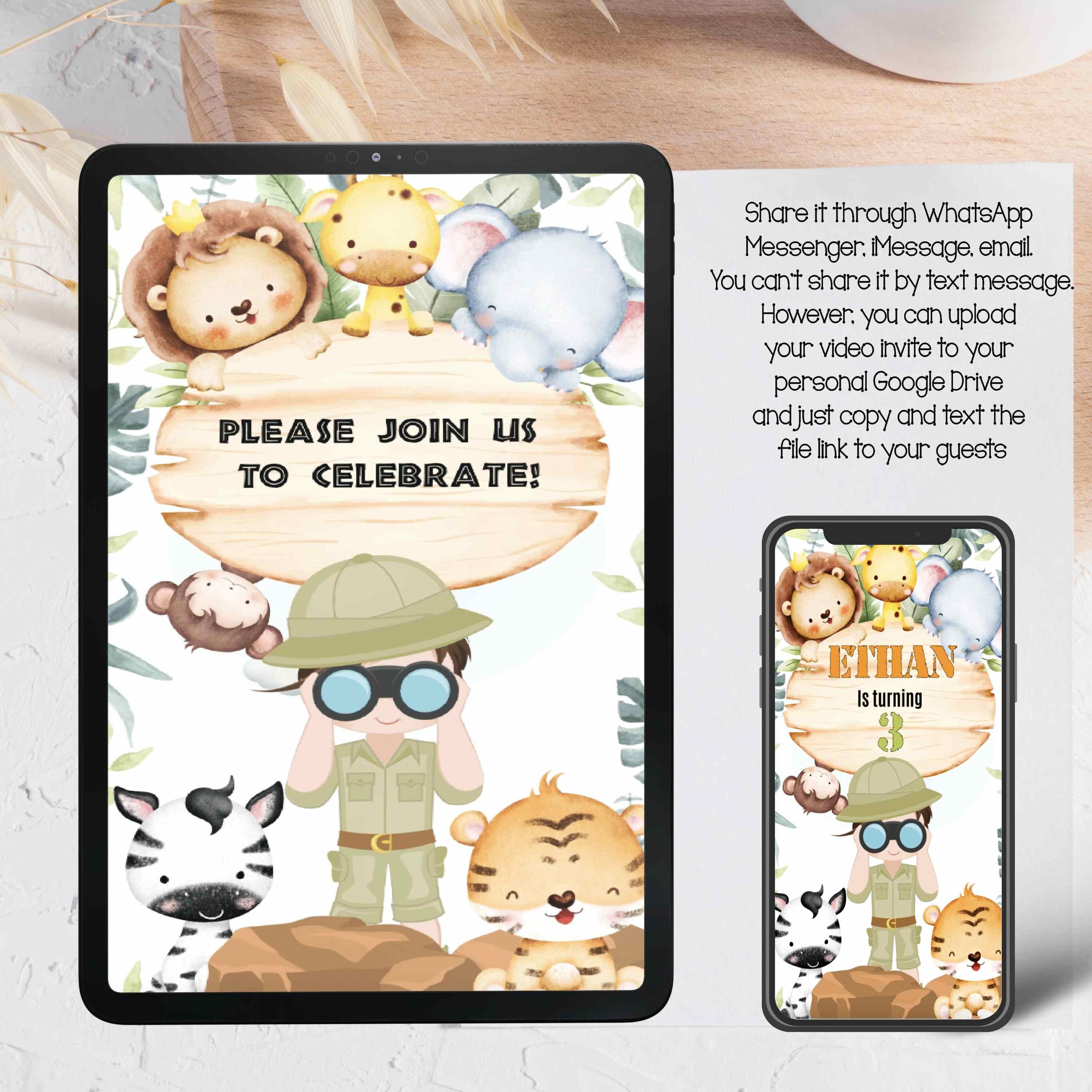 SAFARI Video Invitation, Jungle Safari Birthday, Jungle Party ...