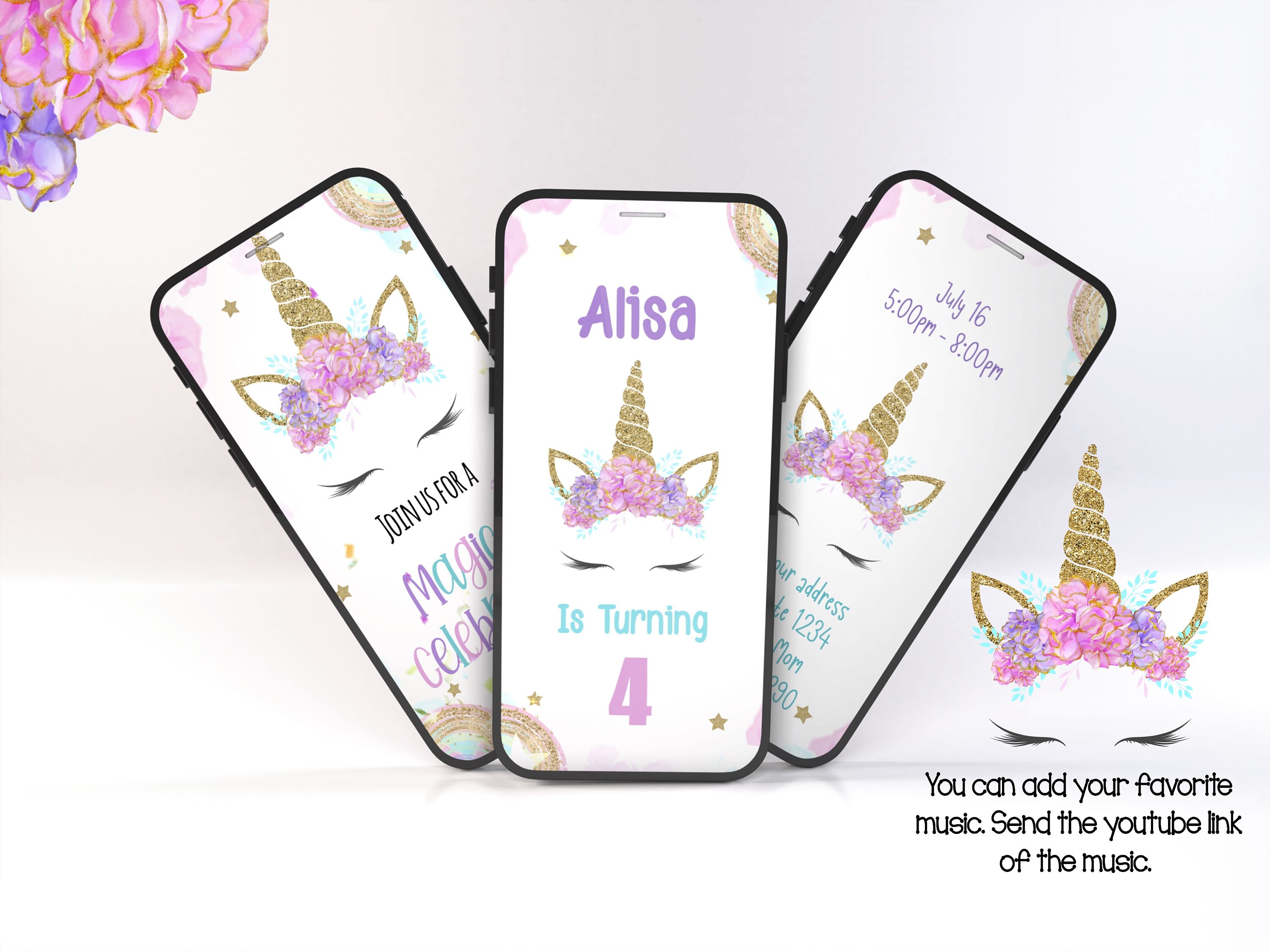 Unicorn Video Invitation, Unicorn Party, Unicorn Birthday, Unicorn ...