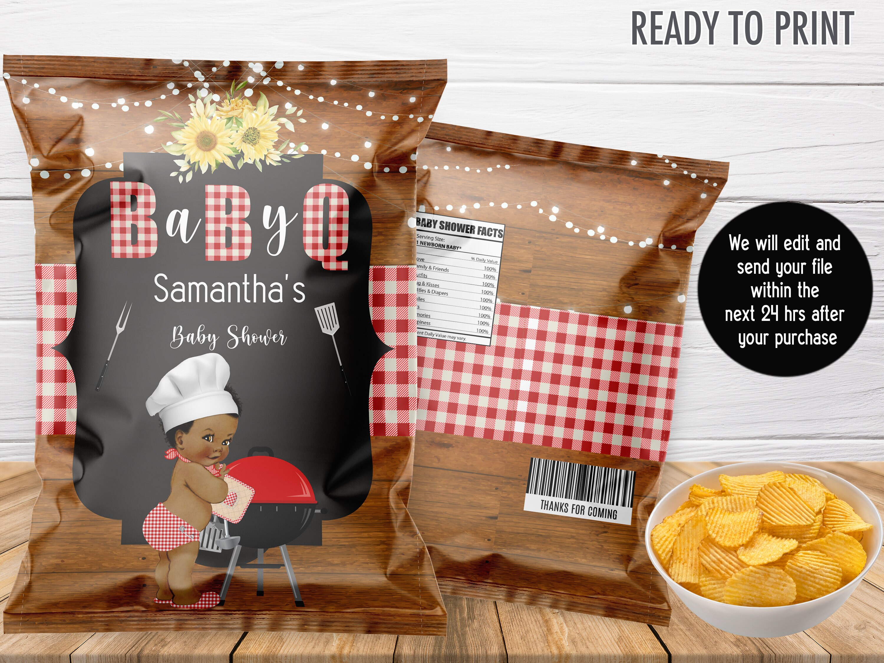 BABYQ CHIPBAG Baby Shower, Party Favors, Babyque Chip Bag, BBQ Chip Bag ...