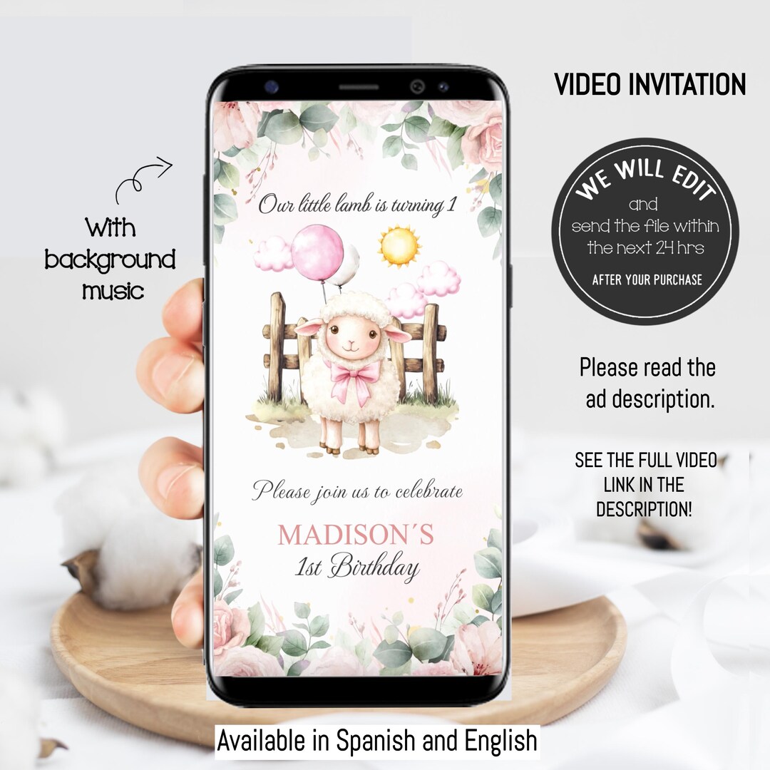 Sheep Invitation, Video Invitation, Lamb Birthday Party, Sheep Birthday ...