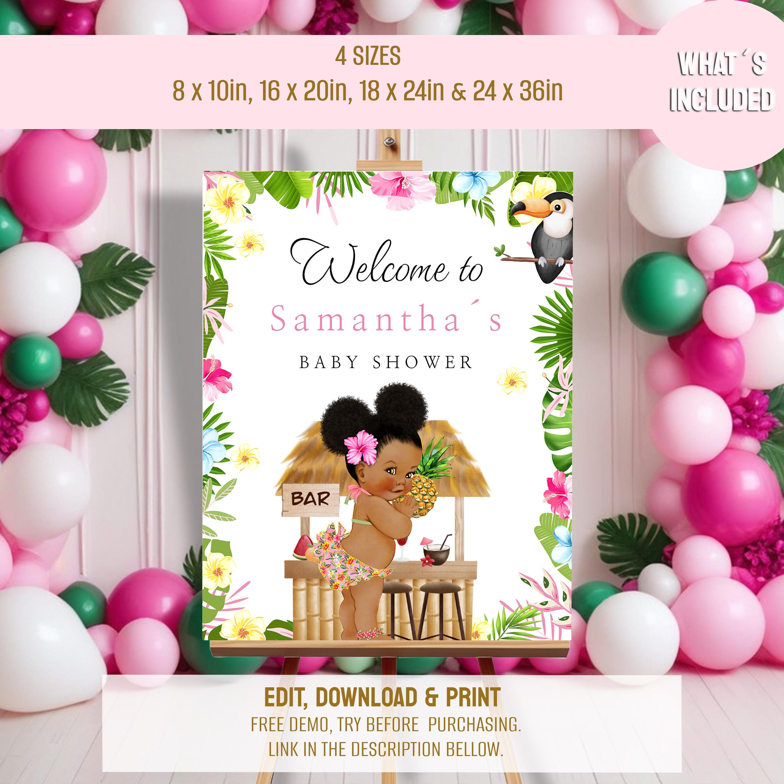 Aloha Welcome Sign, Tropical Welcome Sign, Tropical Luau Sign, Aloha ...