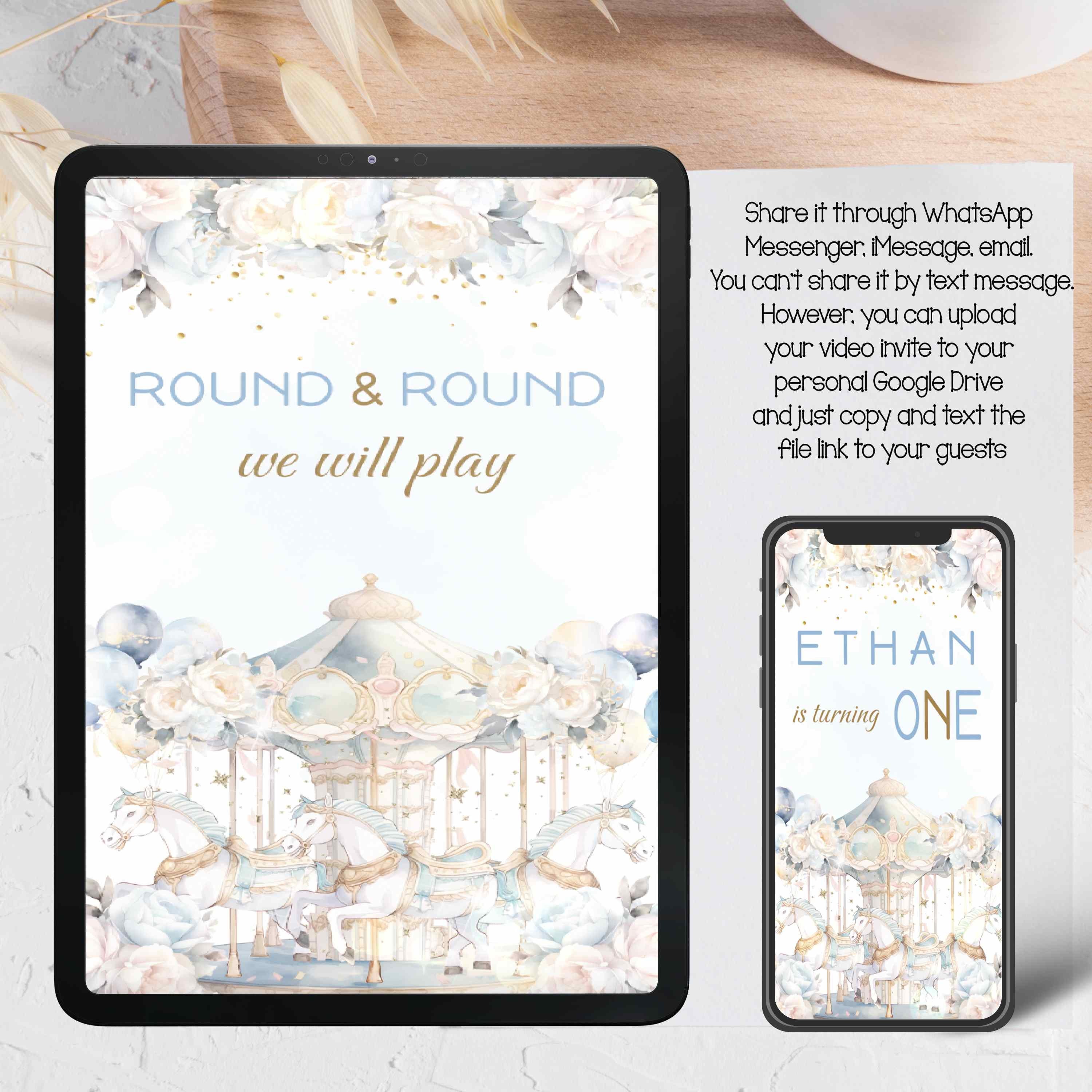 Carousel Invitation, Video Invitation, Carousel Birthday, Carousel ...