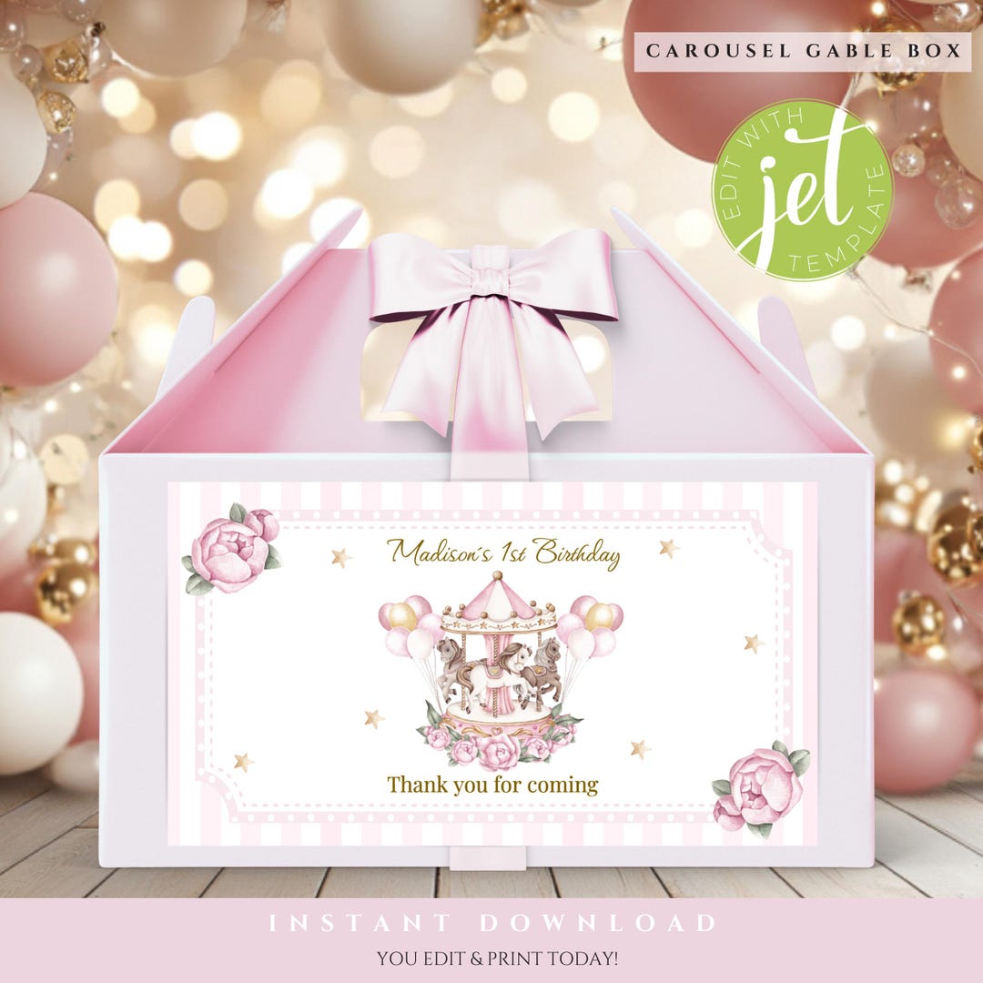 Carousel Gable Box Label, Carousel Birthday, Carousel Party, Glable Box ...