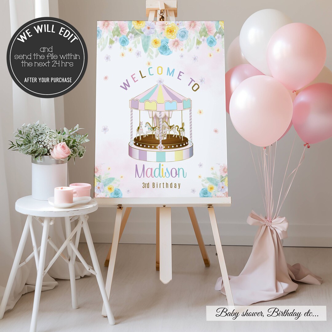 Carousel Welcome Sign, Carnival Welcome Sign, Carousel Birthday ...