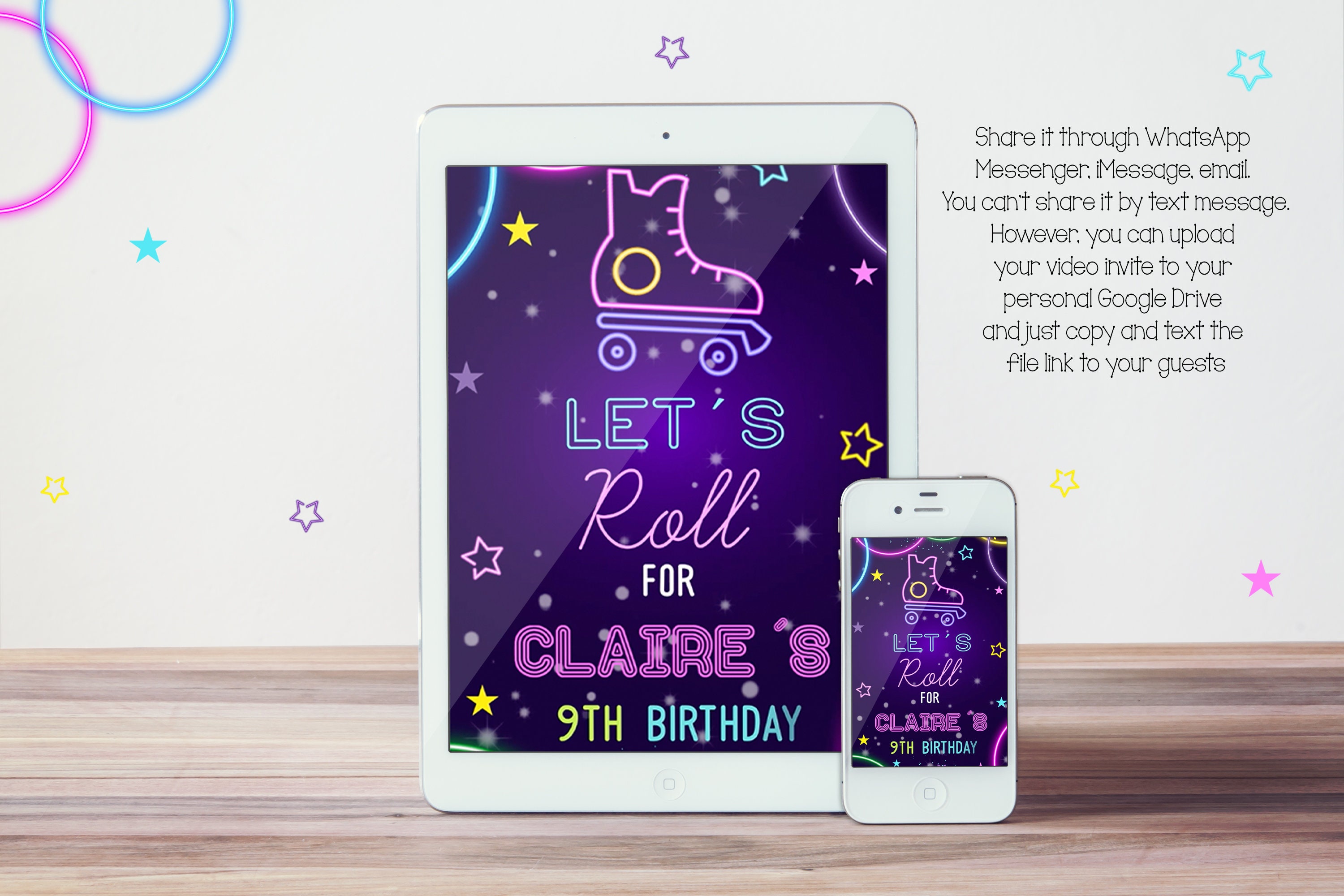 Roller Skating Birthday Invitation, Lets Roll Invitation, Roller Skate ...