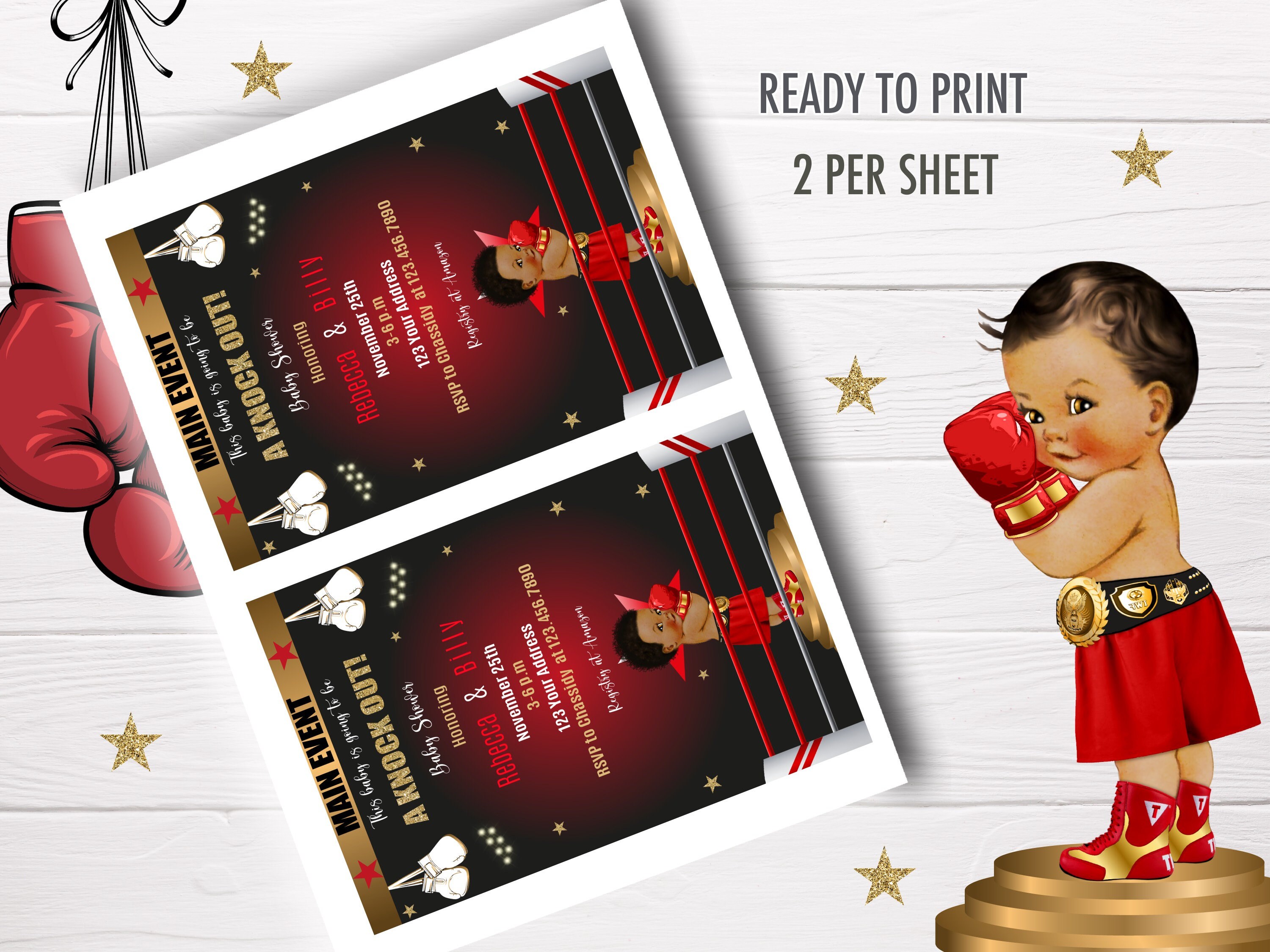 BOXING Baby Shower Invitation Boxing Invitation Box - Etsy