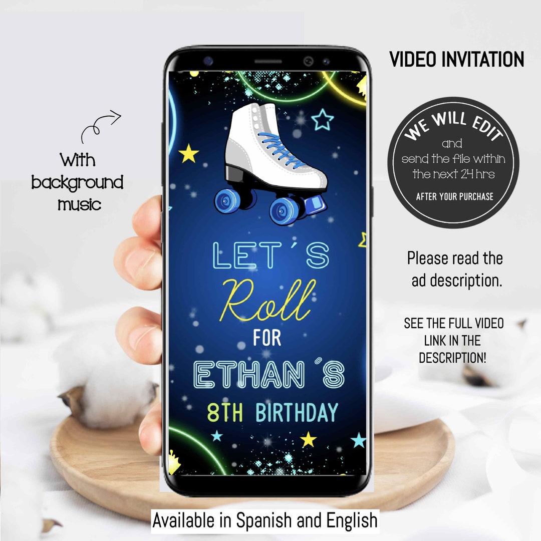 Roller Skating Birthday Invitation, Lets Roll Invitation, Roller Skate ...