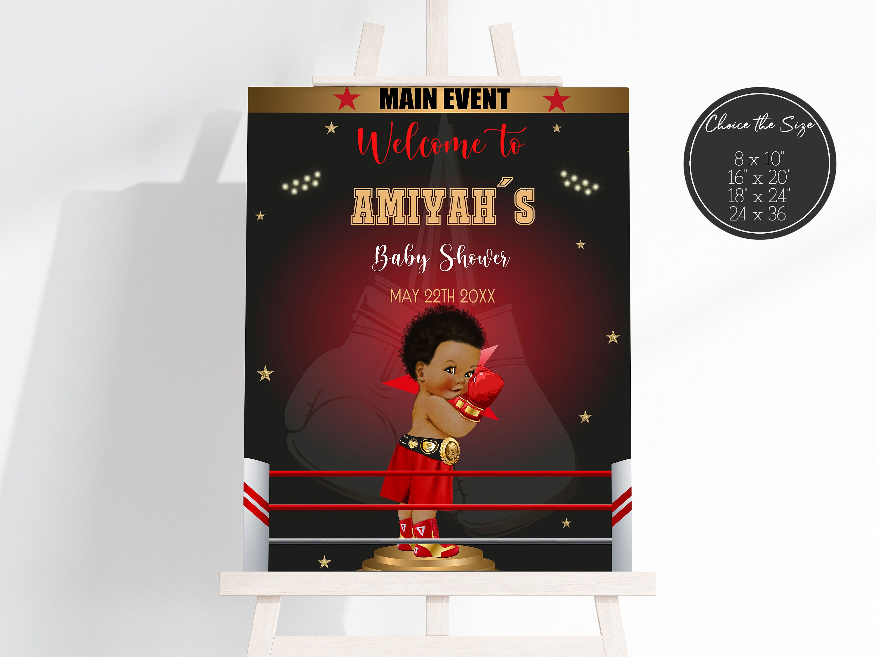 BOXING Welcome Sign, Boxing Baby Shower Favors, Boxing Baby Shower ...