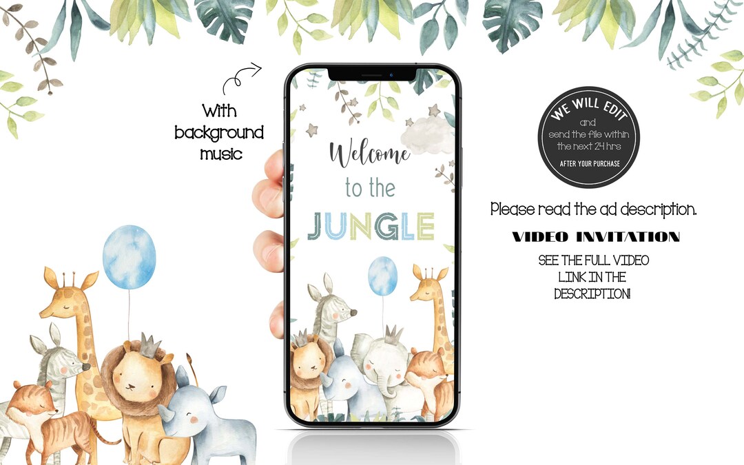 SAFARI Video Invitation, Safari Party, Jungle Invitation, Safari Animal ...
