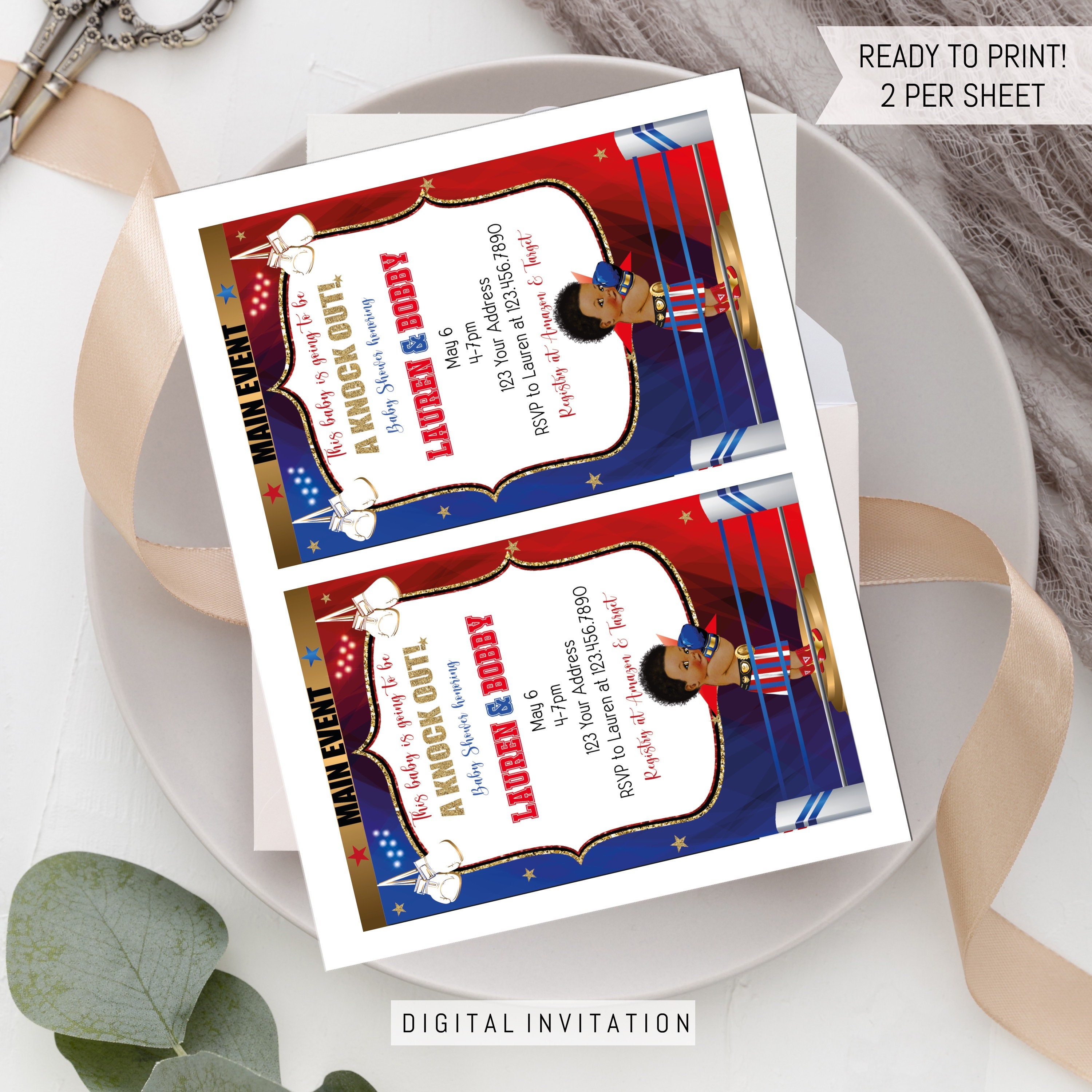 BOXING Baby Shower Invitation, Boxing Invitation, Box Invitation ...