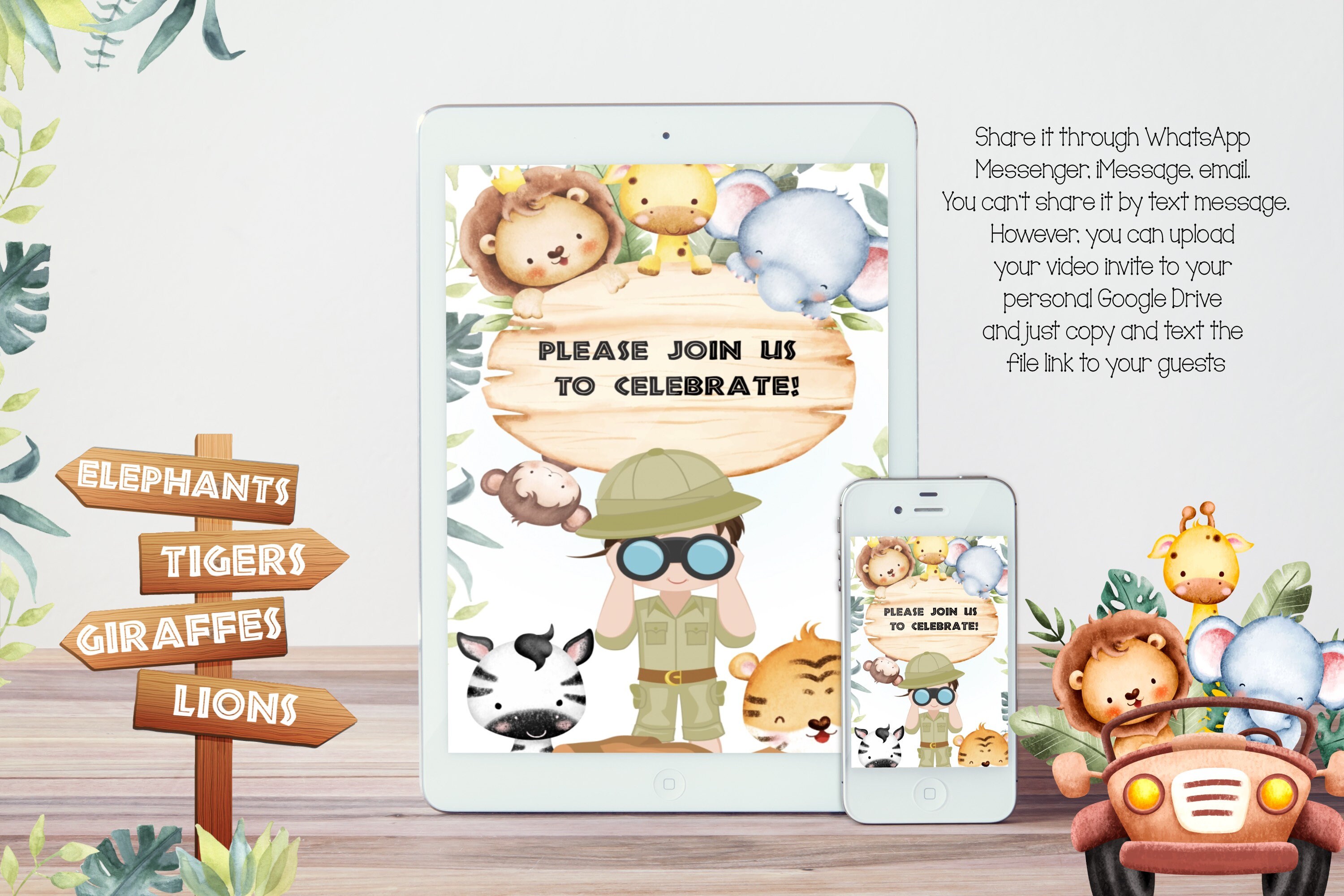 SAFARI Video Invitation, Jungle Safari Birthday, Jungle Party ...
