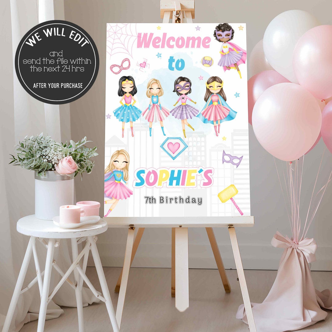 Superhero Welcome Sign, Superhero Girls Birthday, Superhero Poster ...