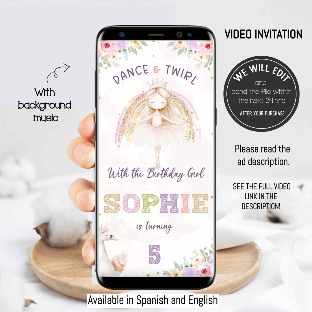 Ballerina Invitation, Video Invitation, Ballerina Birthday Invite ...