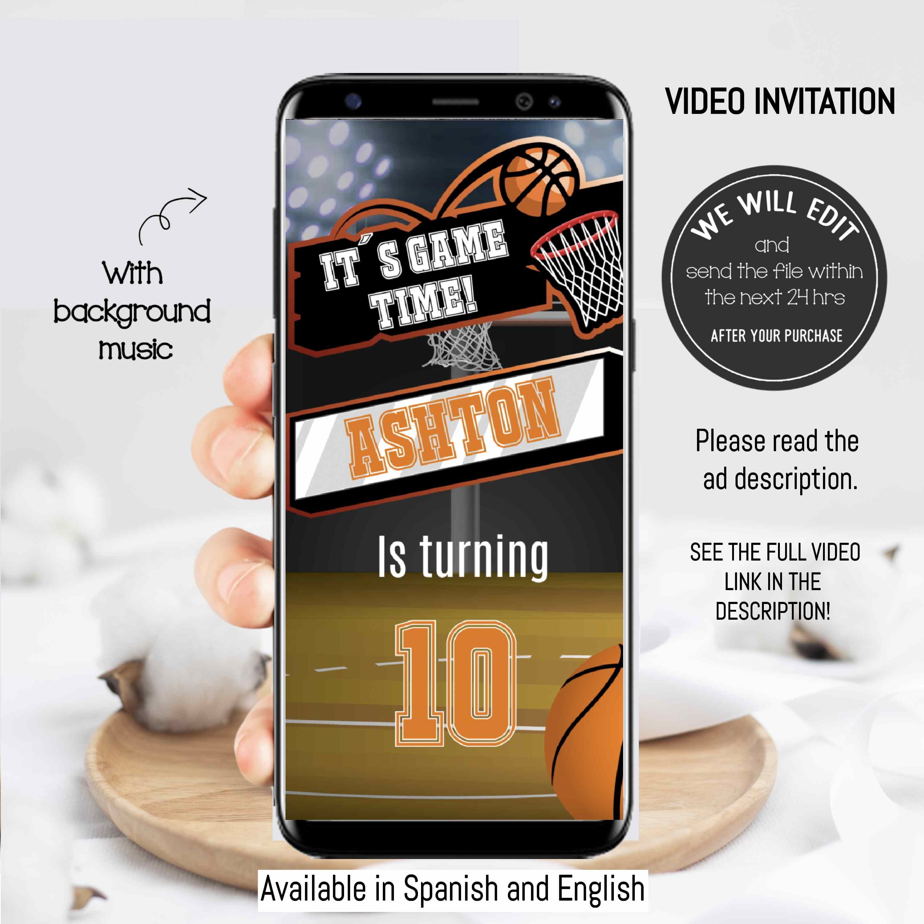 Basketball Video Invitation,basketball Birthday Invitation,basketball ...