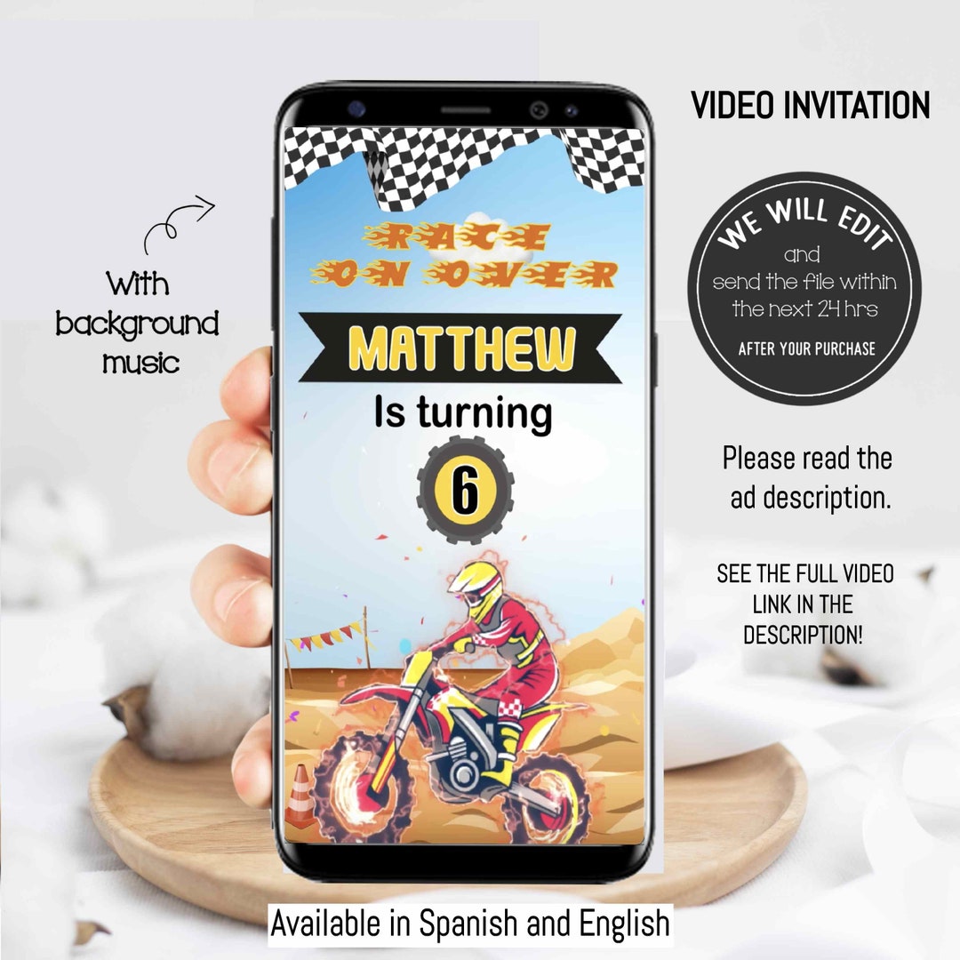 Motocross Invitation, Motorbike Video Invitation, Dirt Bike Birthday ...
