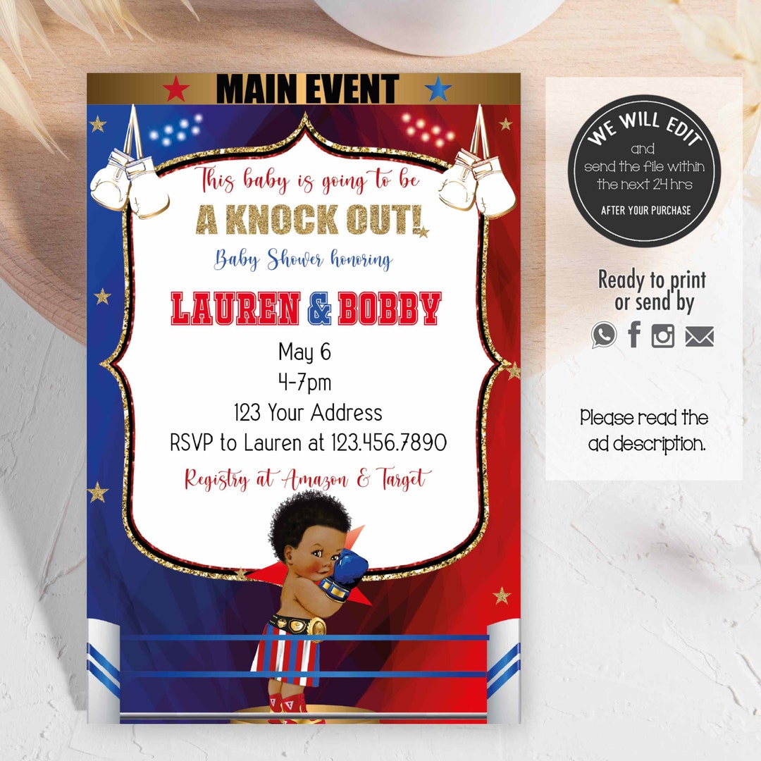 BOXING Baby Shower Invitation, Boxing Invitation, Box Invitation ...