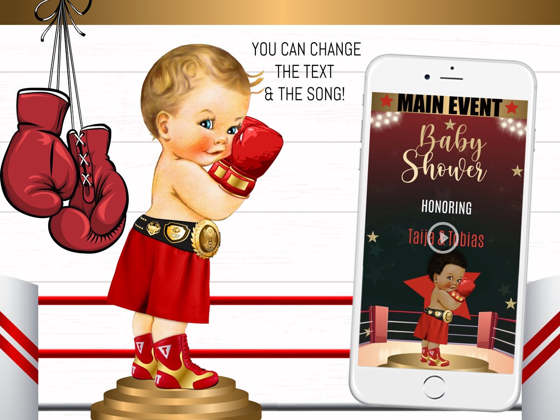 BOXING Baby Shower Video Invitation Boxing Invitation Box - Etsy
