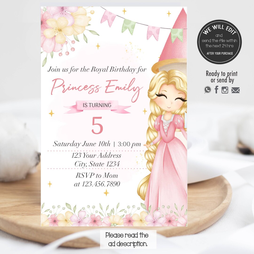 PRINCESS Invitation, Princess Birthday Invitation, Royal Princess ...