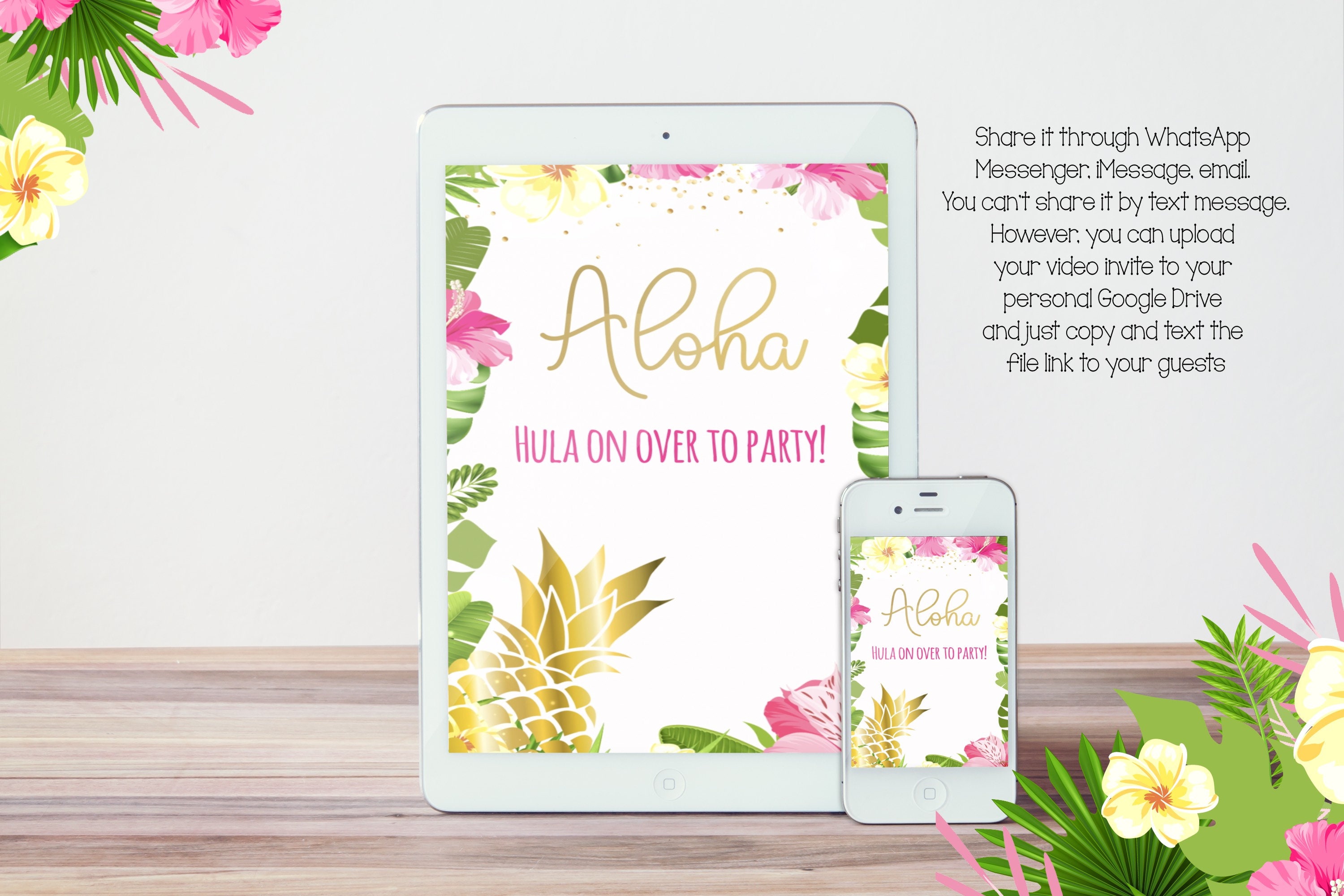 ALOHA Video Invitation/aloha Invite/hawaiian Luau Invitation/aloha ...