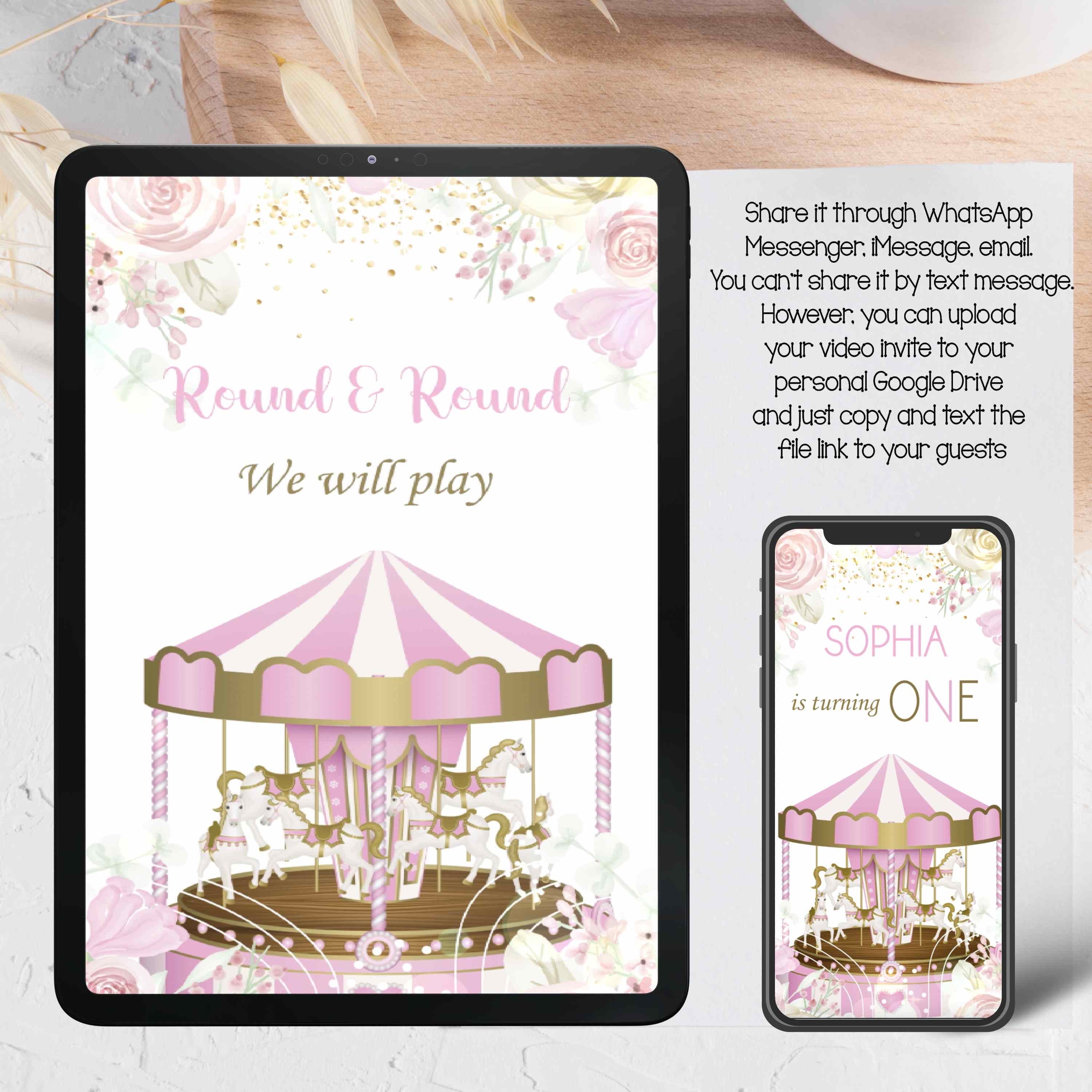 Carousel Video Invitation, Carousel Birthday Invitation, Carousel ...