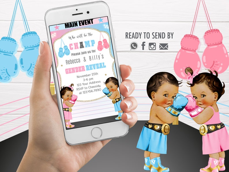 BOXING Gender Reveal Invitation Boxer Gender Reveal Girl or - Etsy