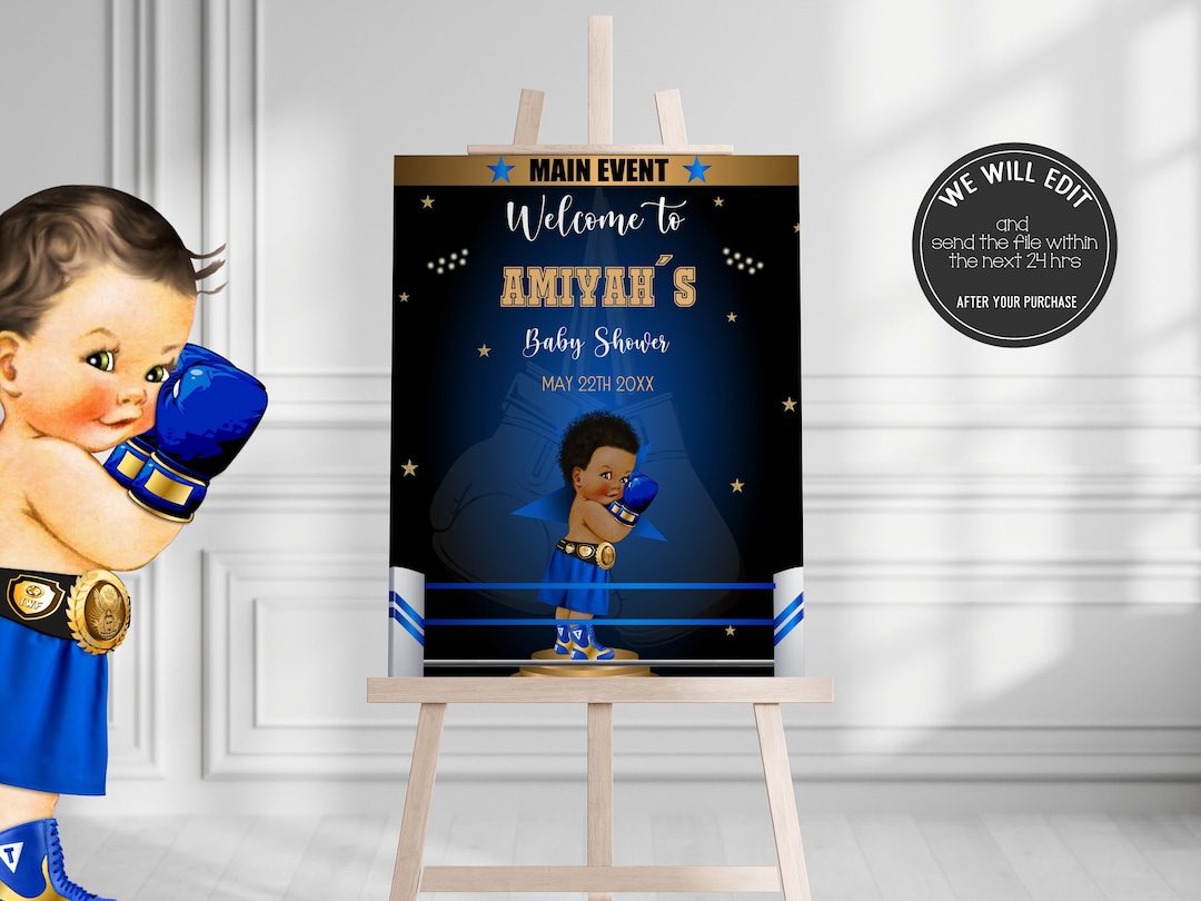 BOXING Welcome Sign, Boxing Baby Shower Favors, Boxing Baby Shower ...