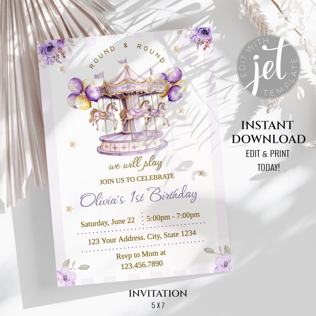 Carousel Invitation, Carousel Birthday, Merry-go-round Birthday Invite ...