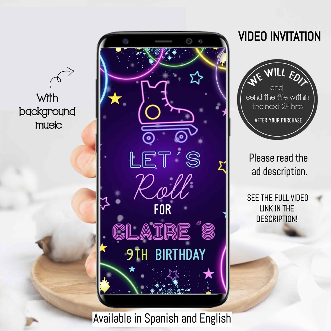 Roller Skating Birthday Invitation, Lets Roll Invitation, Roller Skate ...