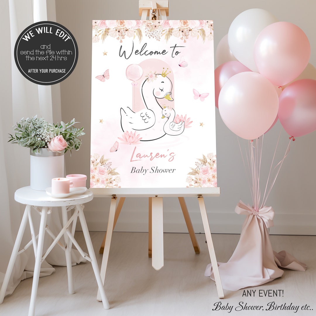 Swan Welcome Sign, Swan Birthday Party, Swan Sign, Swan Princess, Swan ...