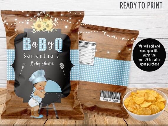 BABYQ CHIPBAG Baby Shower Party Favors Babyque Chip Bagbbq - Etsy