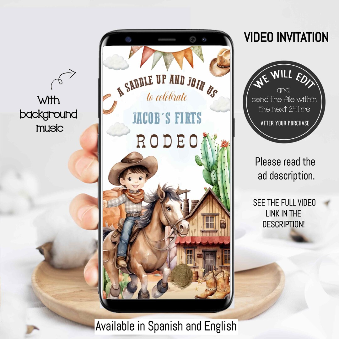Rodeo Invitation, Wild West Birthday Invitation, Cowboy Video ...