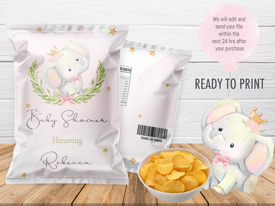 Elephant CHIPBAG Chip Bag Baby Shower Party Favors - Etsy
