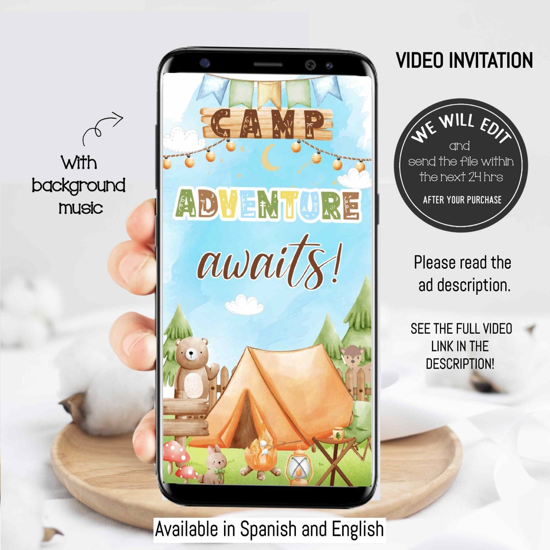 Camping Birthday Invitation, Camping Party Invitation, Happy Camper ...