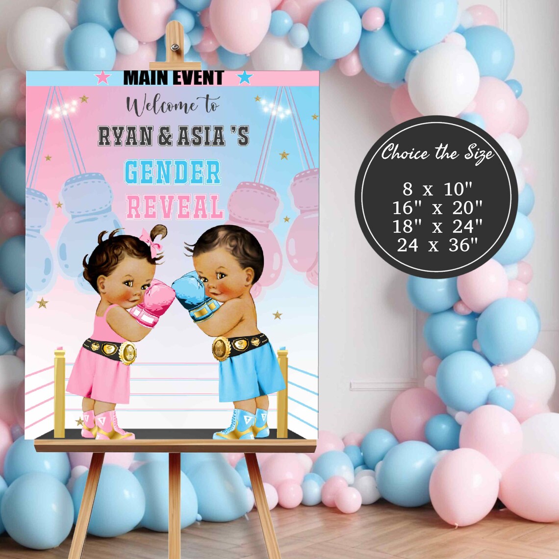 Boxing Gender Reveal, Boxing Welcome Sign, Gender Reveal Party, Gender ...