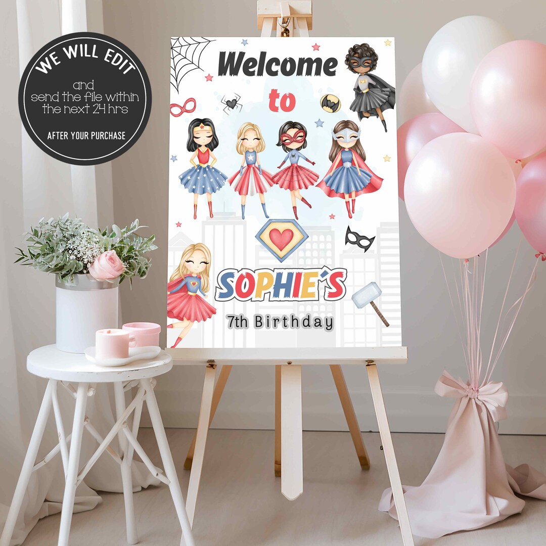 Superhero Welcome Sign, Superhero Girls Birthday, Superhero Poster ...