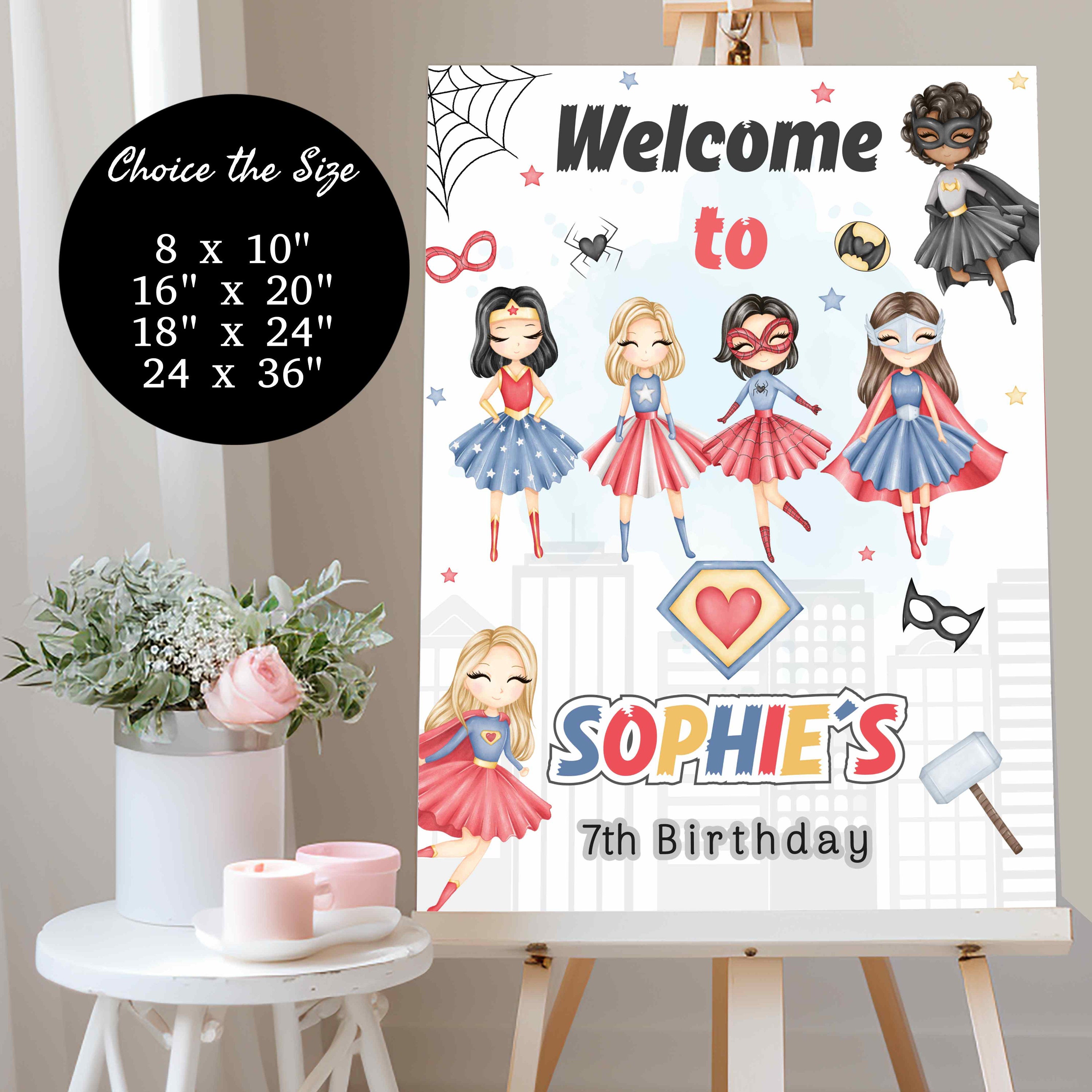Superhero Welcome Sign, Superhero Girls Birthday, Superhero Poster ...