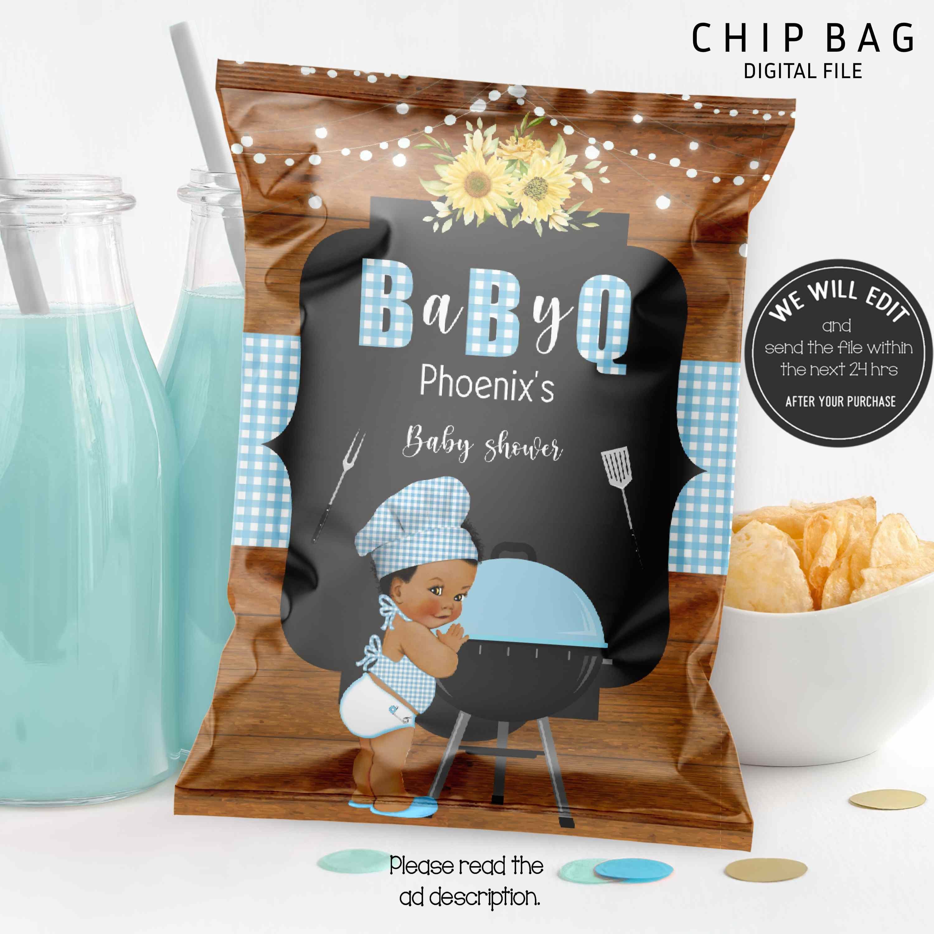 BABYQ CHIPBAG Baby Shower, Party Favors, Babyque Chip Bag,bbq Chip Bag ...