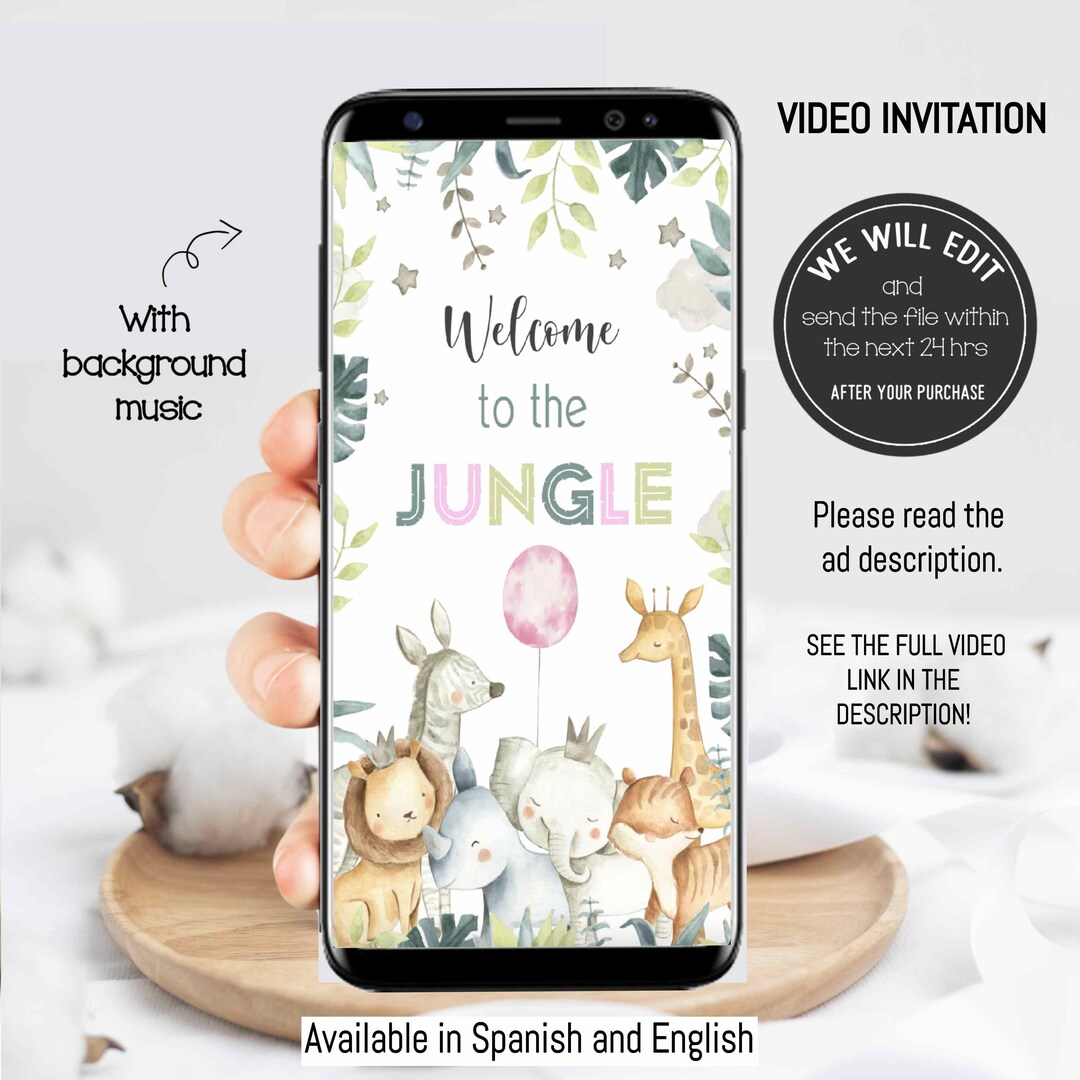 SAFARI Video Invitation, Safari Invitation, Jungle Invite, Safari Girl ...