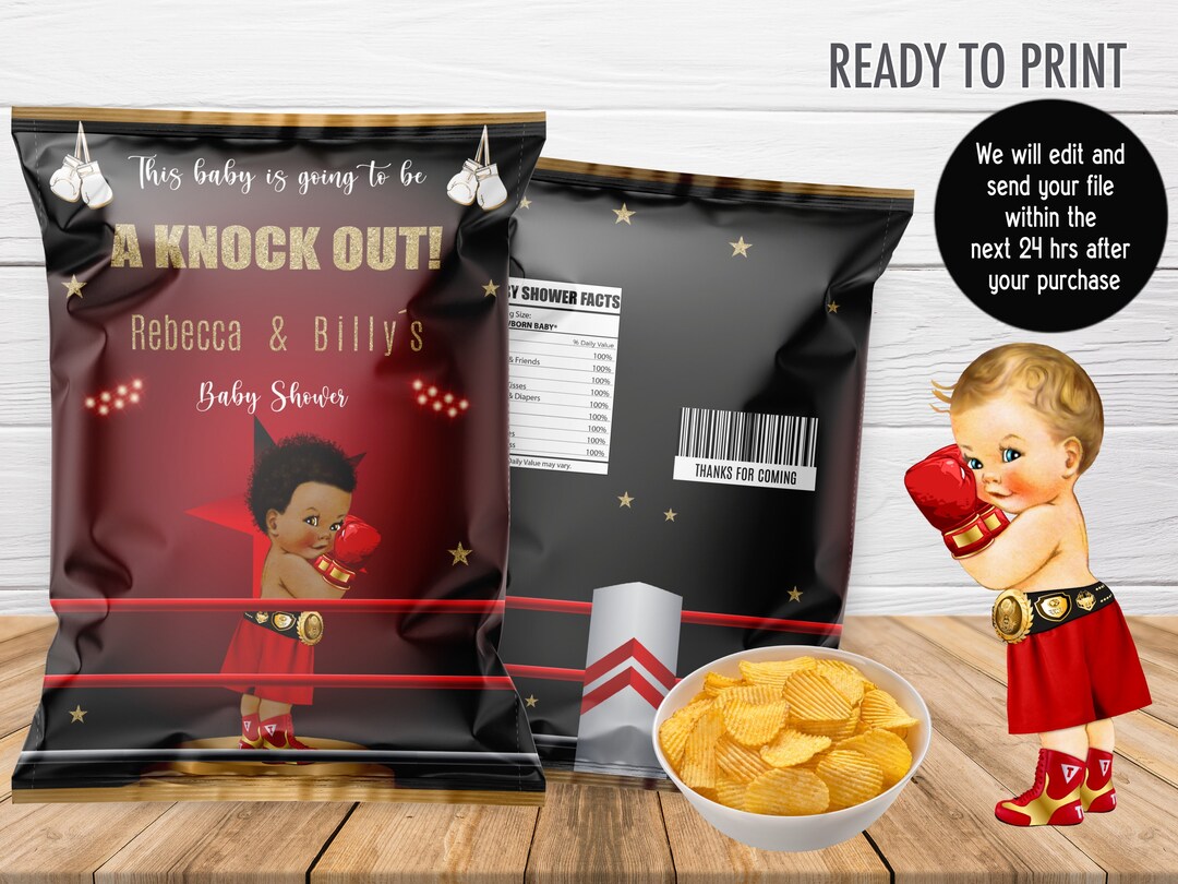 BOXING Chip Bag Boxing Baby Shower Favors Boxing Baby - Etsy