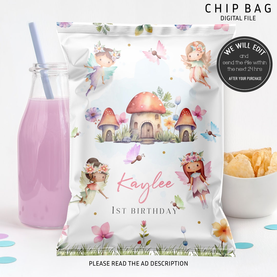 FAIRY Chip Bag Fairy Birthday Party Floral Fairy Enchanted - Etsy