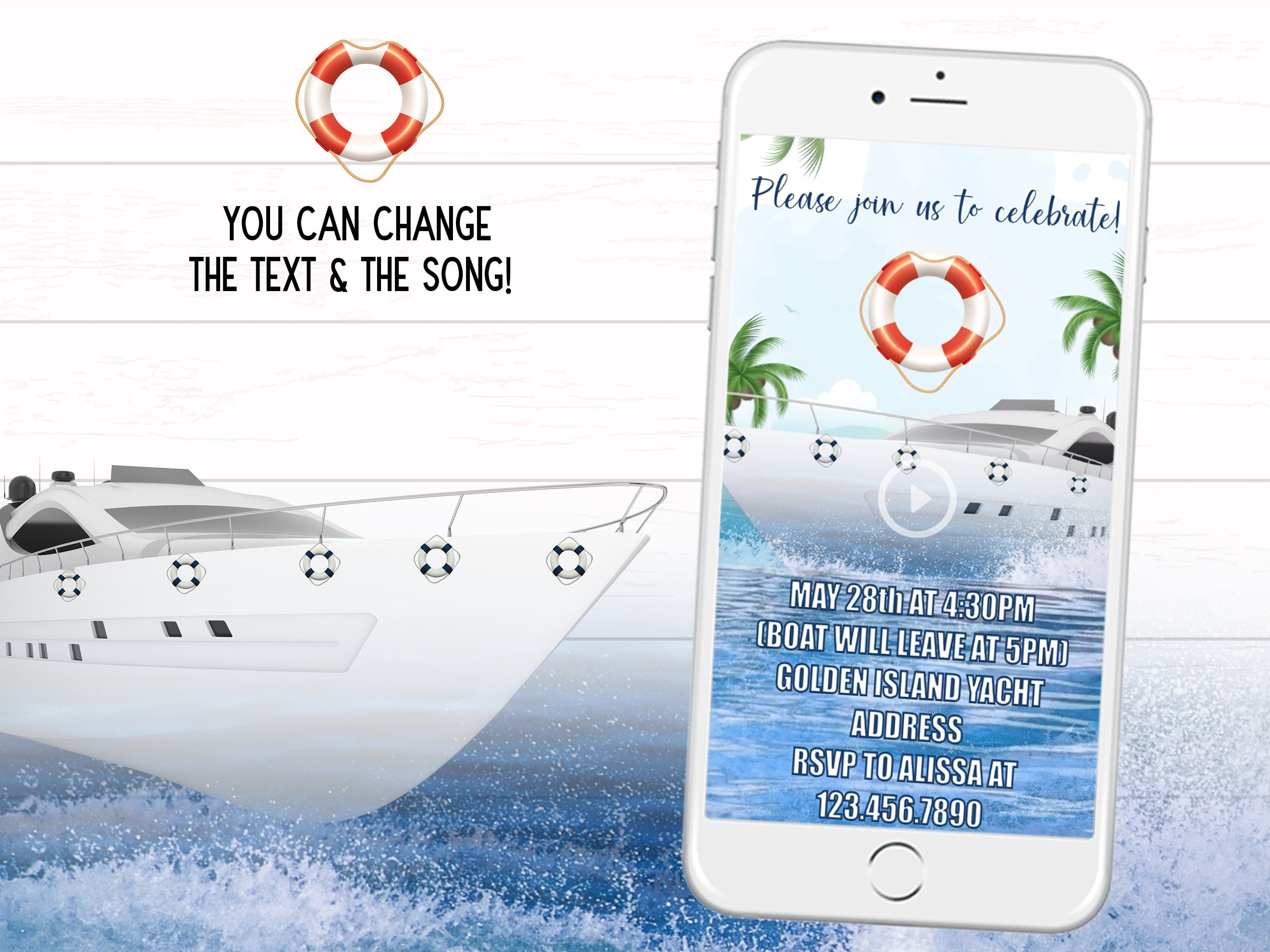 Yacht Party Video Invitation, Boat Invitation, Yacht Party Invitation ...