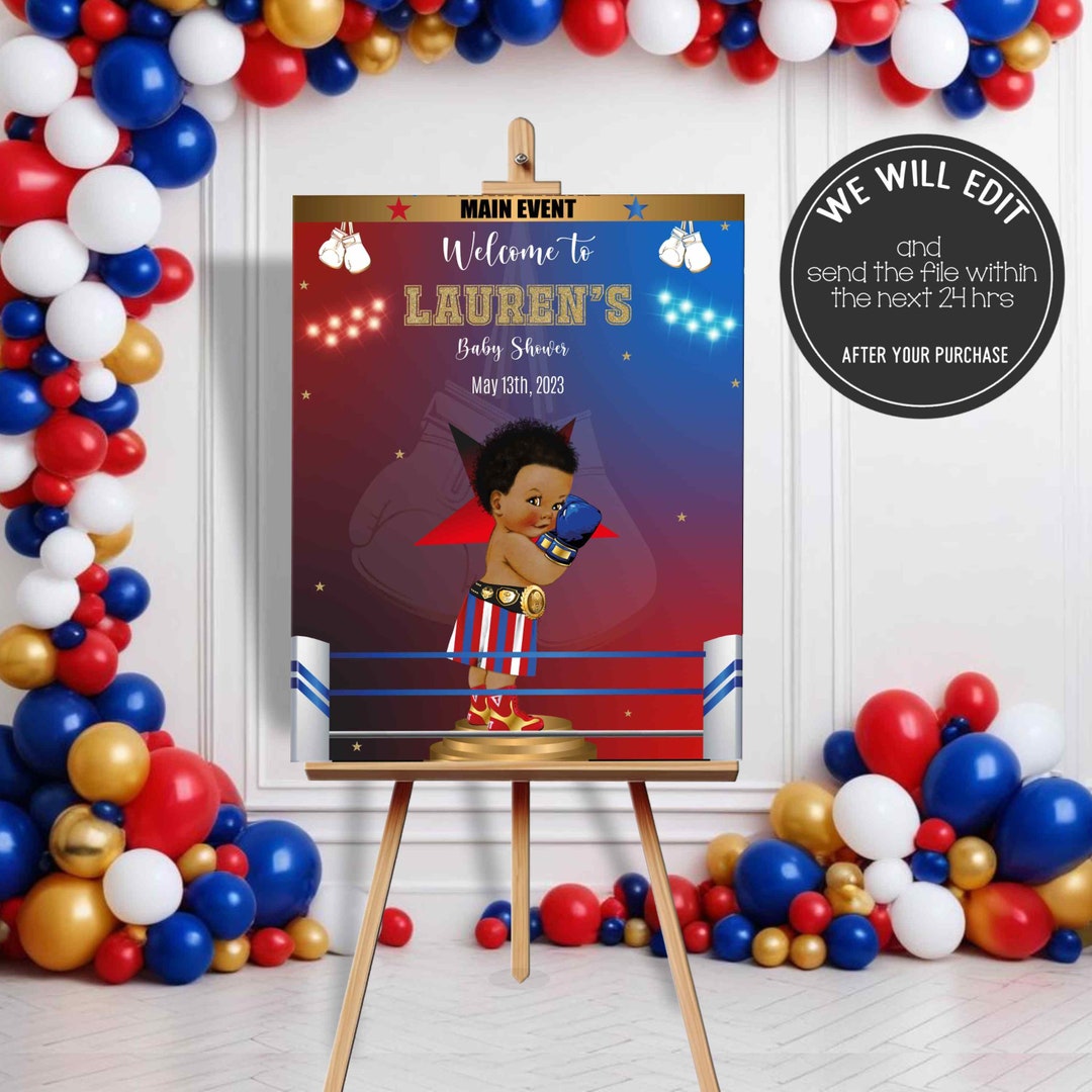 BOXING Welcome Sign, Boxing Baby Shower Favors, Boxing Baby Shower ...
